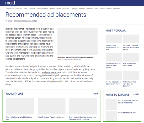 Widget Optimization in MGID Ads